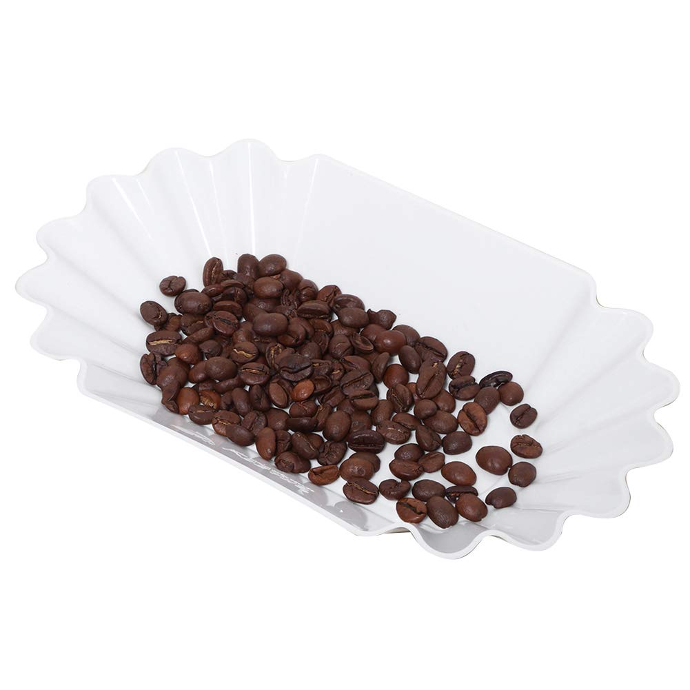 Coffee Bean Tray, Food Coffee Bean Display Dish Sample Tray Storage Container Kitchen Accessory(White)