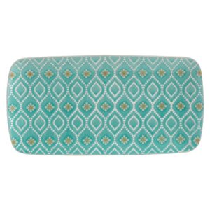 pfaltzgraff antigua rectangular platter, 15-1/2-inch by 8-inch, blue, green