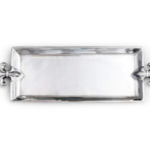 Arthur Court Aluminum/Metal French Lily Fleur-De-LYS Oblong Food Serving Tray 21 inch x 7 inch