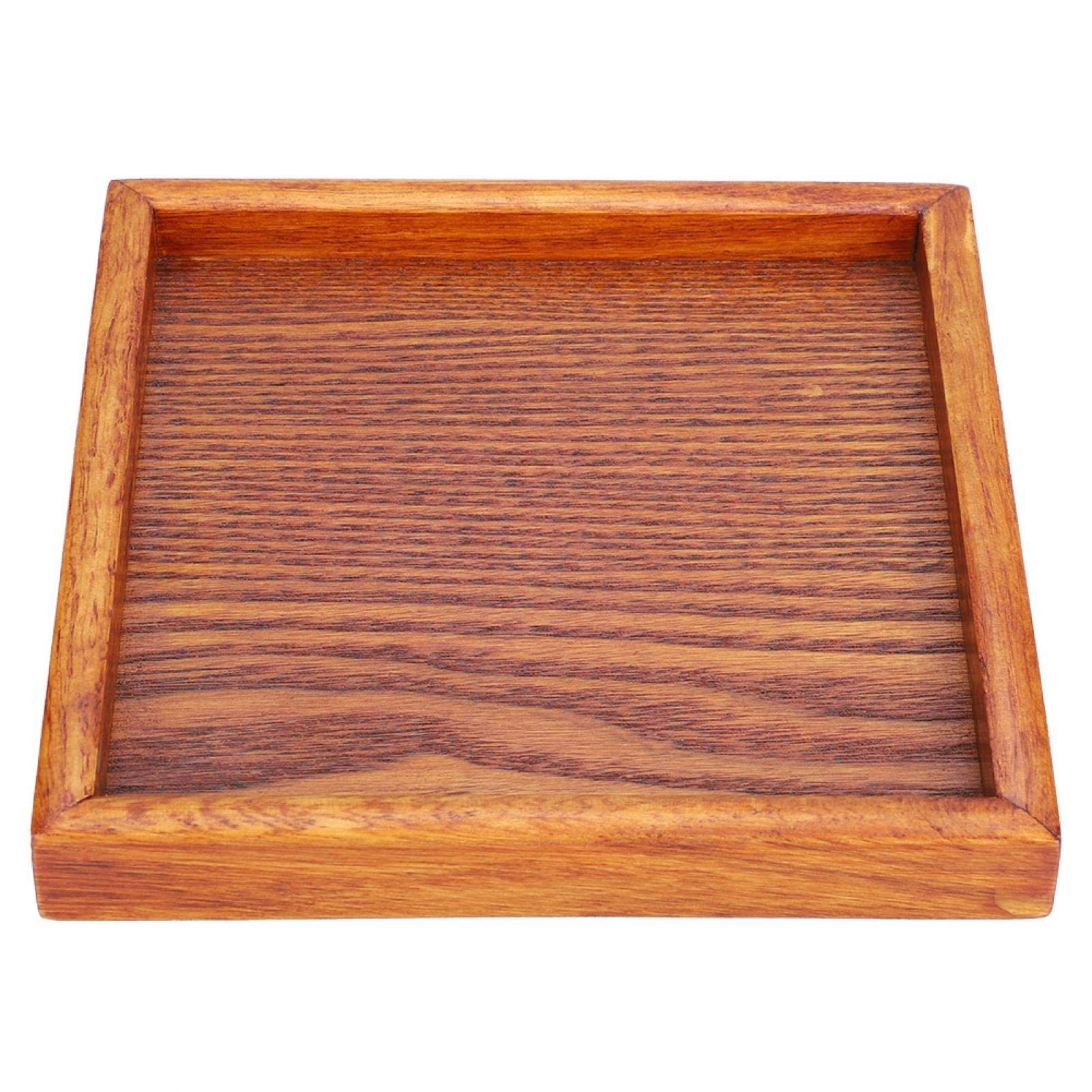 Wooden Trays, Small Square Tray, Tea/Drink Platter, Mini Cup Tray, Portable Small Lovely Square Shape Solid Wood Snack Food Dinning Serving Plate(12.5 * 12.5 * 2)