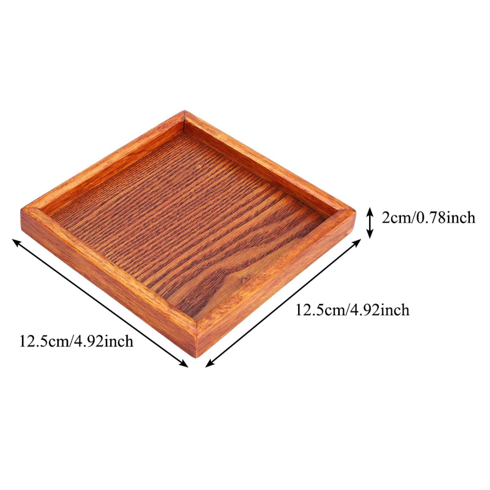 Wooden Trays, Small Square Tray, Tea/Drink Platter, Mini Cup Tray, Portable Small Lovely Square Shape Solid Wood Snack Food Dinning Serving Plate(12.5 * 12.5 * 2)