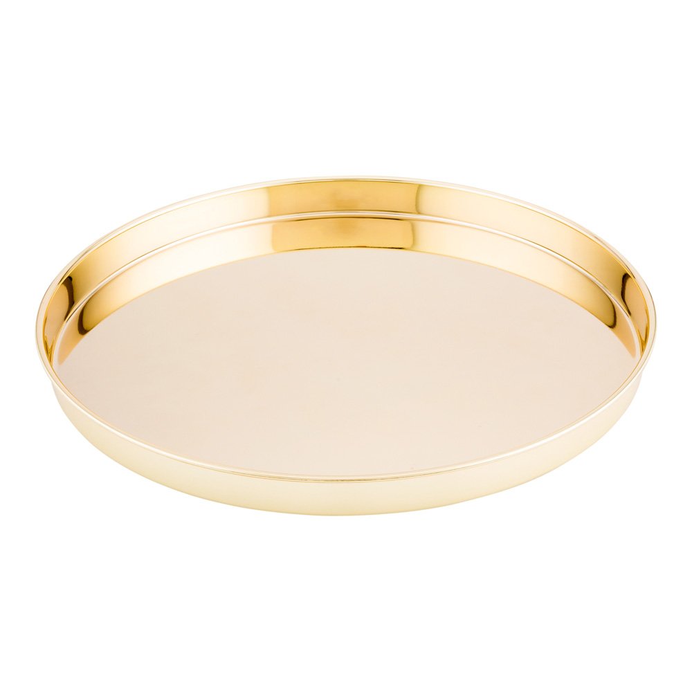 Restaurantware 12-inch Round Stainless Steel Serving Tray: Perfect for Bars Restaurants and Catered Events - Gold-Plated Party Tray for Cocktails and Snacks - 1-CT