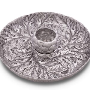 Arthur Court Designs Metal Chip and Dip Platter in Artichoke Pattern Sand Casted in Aluminum with Artisan Quality Hand Polished Designer Tarnish-Free 14.5 inch Diameter