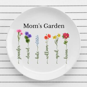 Custom Mom's Garden Personalized Gift for Mom Gift Mothers Day Birthday Present From kids Custom Birth Flower Platter Custom Platter Name Platter Serving Trays Serving Plates for Fish Dish Steak