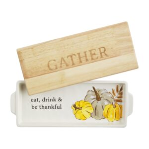 Mud Pie Gather Ceramic Hostess Tray and Serving Board Set, White