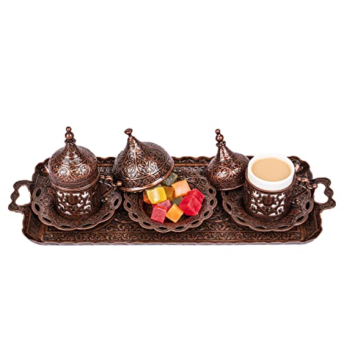 COPPERLOOM Decorative Trays for Coffee Table | Serving Tray with Handles | Rectangle Small Gold Silver Metal Tray (Copper)