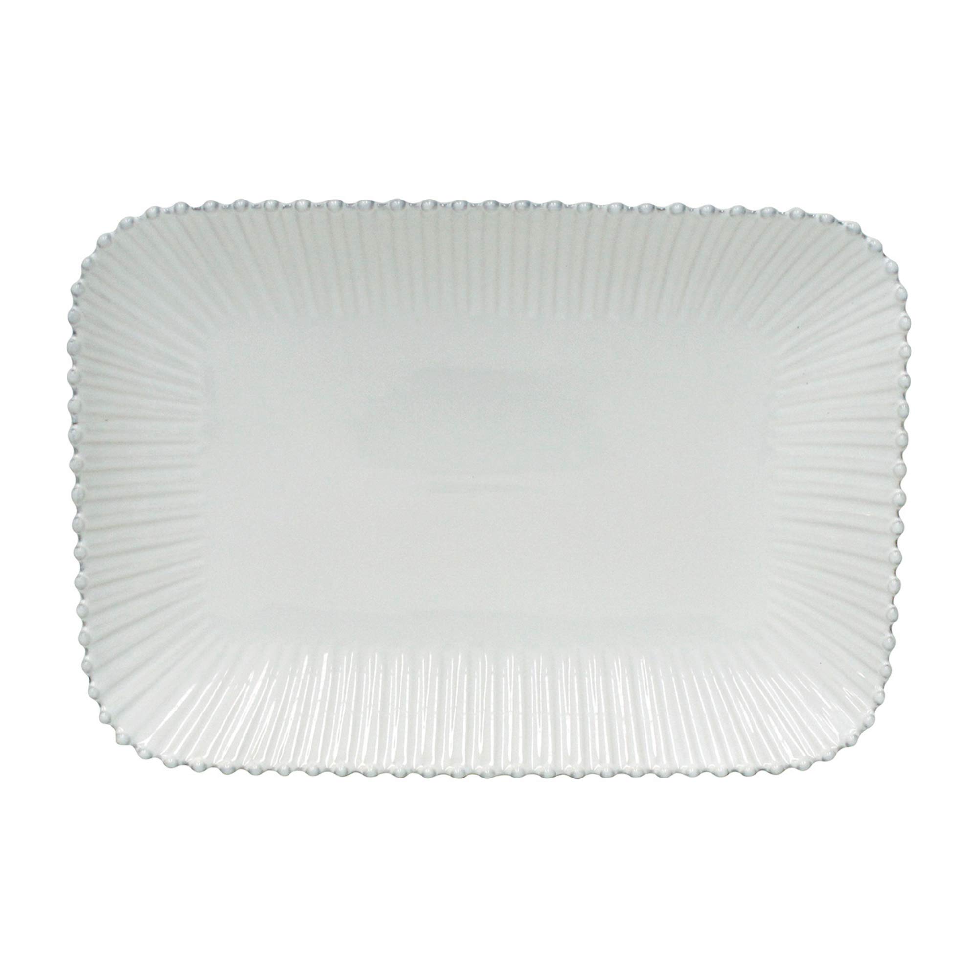 Costa Nova Ceramic Stoneware 16'' Rectangular Platter - Pearl Collection, White | Microwave, Dishwasher, Oven & Freezer Safe Dinnerware | Food Safe Glazing | Restaurant Quality Serveware