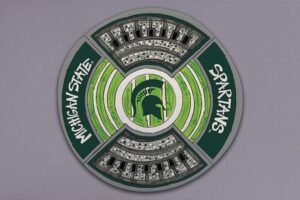 magnolia lane michigan state stadium platter, 13.5-inch diameter, round