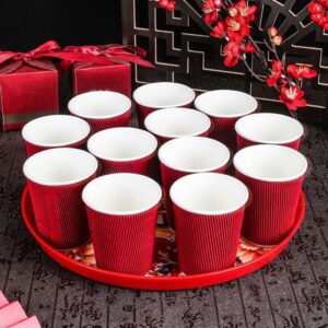 Cabilock Serving Platter Chinese Food Tray Red Wedding Serving Tray Fruit Plate Fruit Tray Snack Storage Holder for Home Kitchen and Wedding Snack Tray Round 13X2. 9inch Chinese Candy Boxes