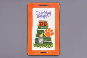 magnolia lane ceramic collegiate handled mini tray, clemson university