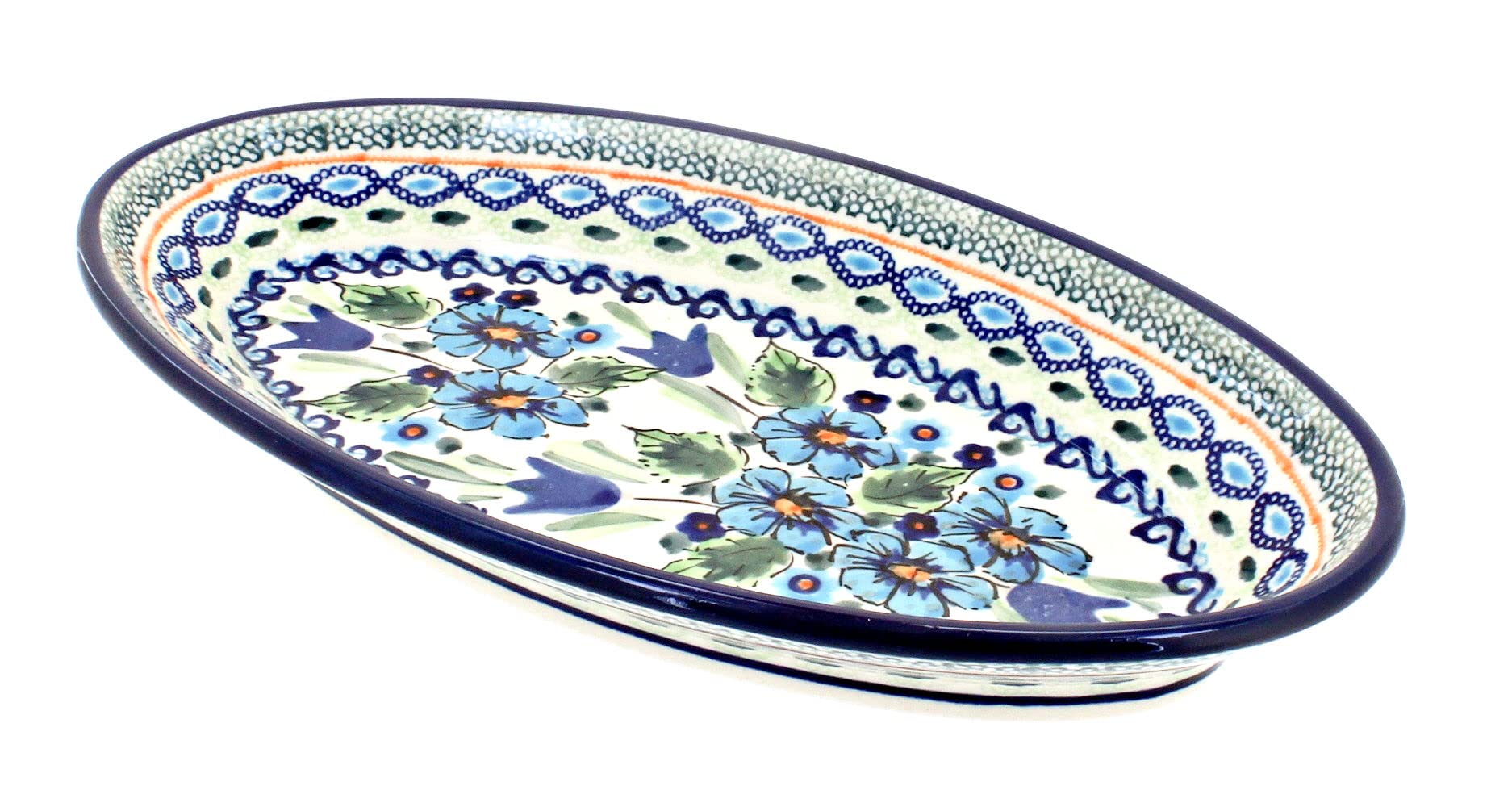 Blue Rose Polish Pottery Ballina Small Oval Platter