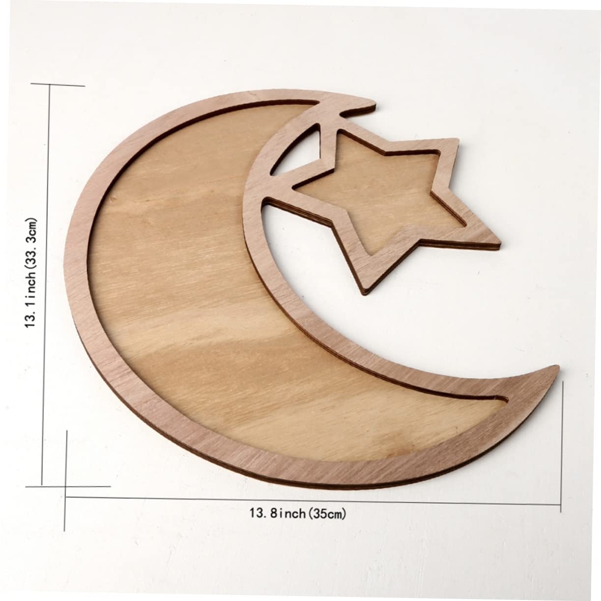 ABOOFAN 1pc Eid Ramadan Bairam Platter Plate Islamic Wood Dish Food Star Plates Dates for Parties Supplies Snacks Party Dessert Home Decoration Shaped Tray Mubarak Decorations Muslim