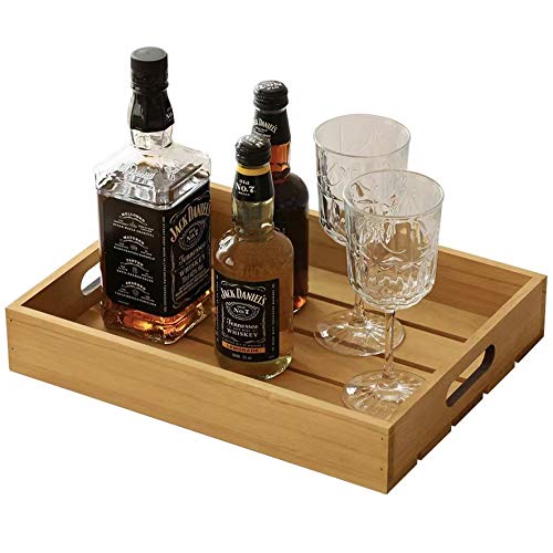 Sudopo Wood Serving Tray, 14.2 x 10.8 inches Ottoman Tray, Decorative Serving Trays Made of Pine, Stylish Farmhouse Decor Serving Platters, Great for Lap & Couch