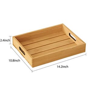 Sudopo Wood Serving Tray, 14.2 x 10.8 inches Ottoman Tray, Decorative Serving Trays Made of Pine, Stylish Farmhouse Decor Serving Platters, Great for Lap & Couch