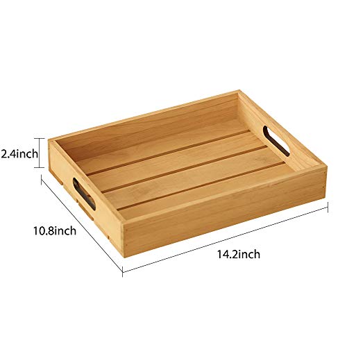 Sudopo Wood Serving Tray, 14.2 x 10.8 inches Ottoman Tray, Decorative Serving Trays Made of Pine, Stylish Farmhouse Decor Serving Platters, Great for Lap & Couch