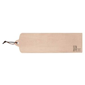 santa barbara design studio charcuterie board face-to-face designs beech wood kitchenware, 21.5" x 7.25", bon appetit