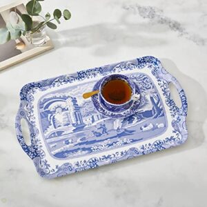 Pimpernel | Large Tray with Handle | Spode Blue Italian Design | Serving Platter | Dessert and Breakfast Tray | Measures 19" x 11.5" | Made of Melamine | Dishwasher Safe