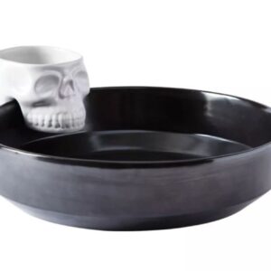 Halloween Stoneware Serving Trays- Plates and Bowls - Occult Gothic Tableware (Chips and Dip)