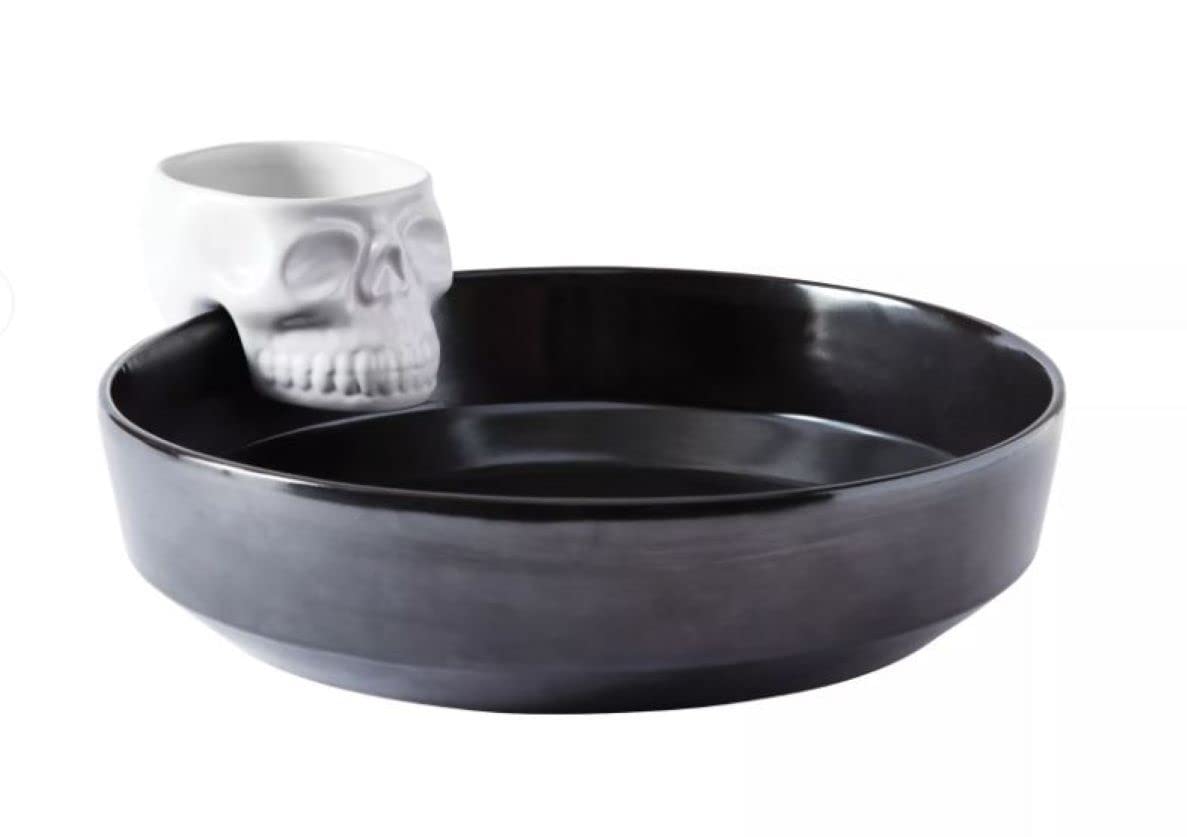 Halloween Stoneware Serving Trays- Plates and Bowls - Occult Gothic Tableware (Chips and Dip)