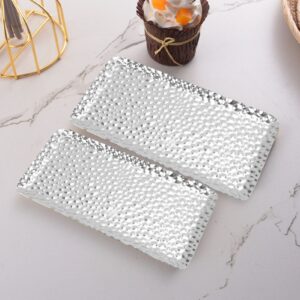 Rectangular Tray, Dishwasher Safe Decoration Hammered Tray Elegant Stainless Steel Toilet Bowl for Bathroom (Silver)