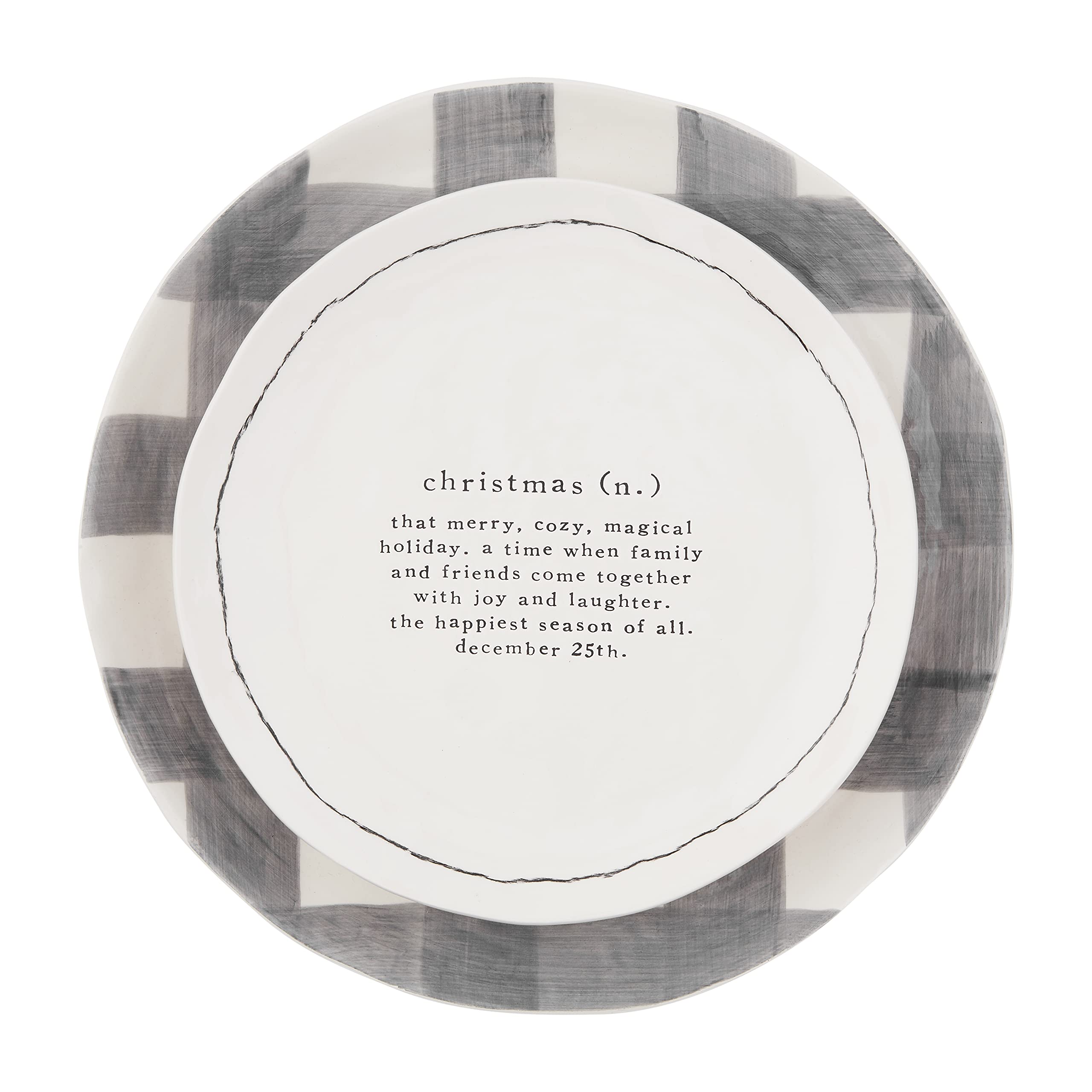 Mud Pie Buffalo Check and Christmas Definition Platter Set, small 10" dia | large 13" dia