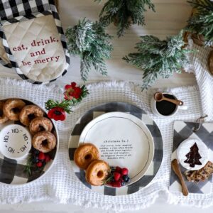 Mud Pie Buffalo Check and Christmas Definition Platter Set, small 10" dia | large 13" dia