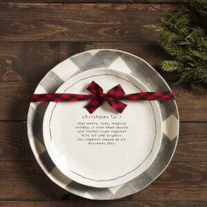 Mud Pie Buffalo Check and Christmas Definition Platter Set, small 10" dia | large 13" dia