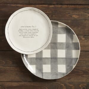 Mud Pie Buffalo Check and Christmas Definition Platter Set, small 10" dia | large 13" dia