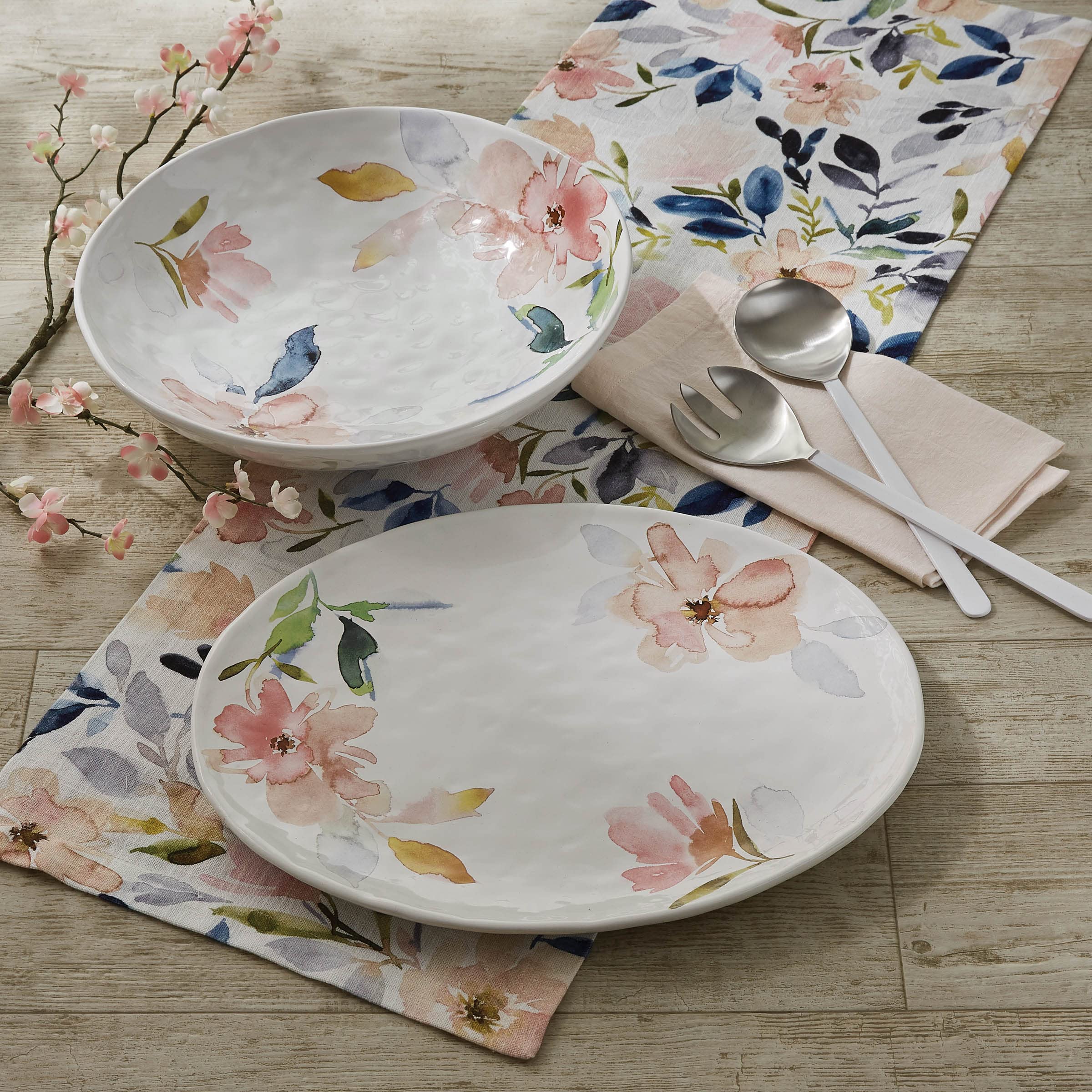 Split P First Blush Spring Flowers Platter