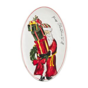 mud pie ceramic christmas serving platter, santa