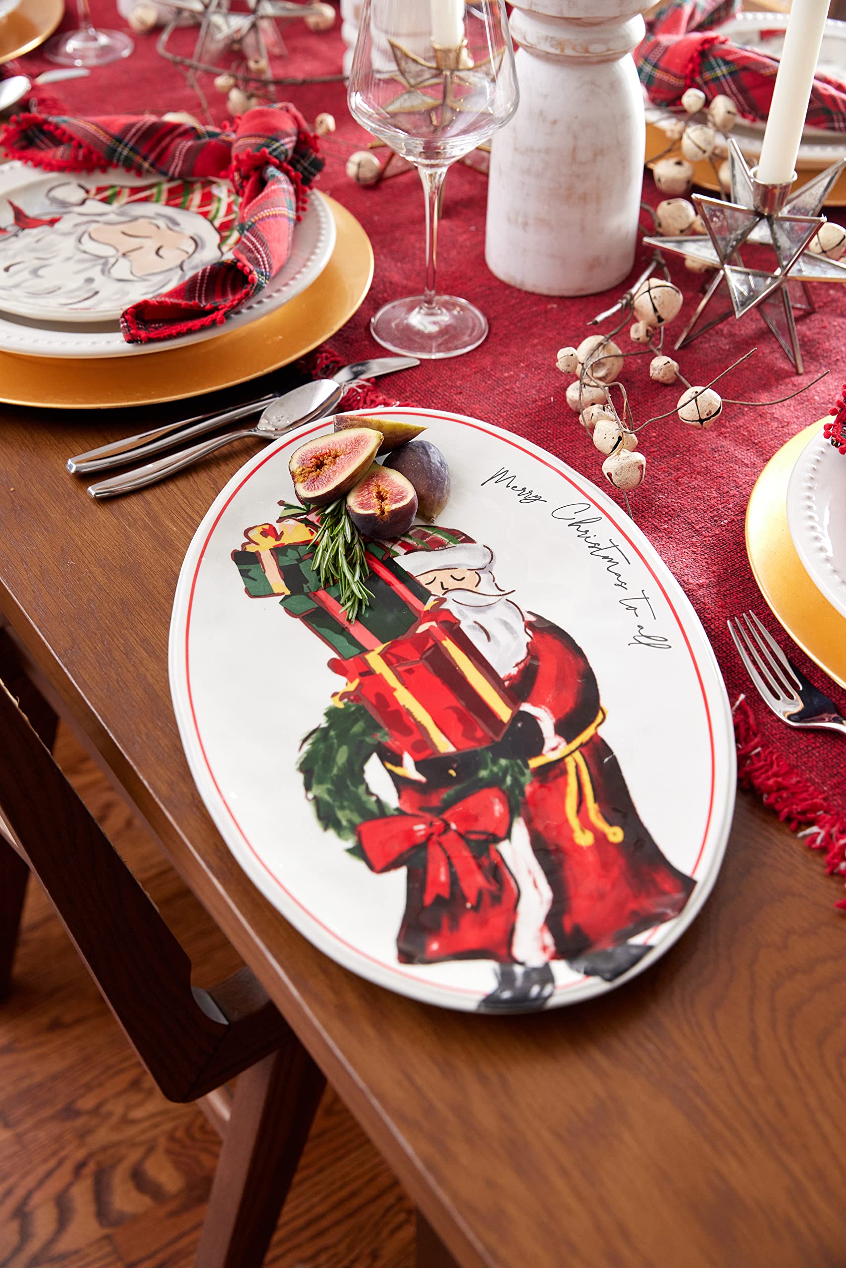 Mud Pie Ceramic Christmas Serving Platter, Santa