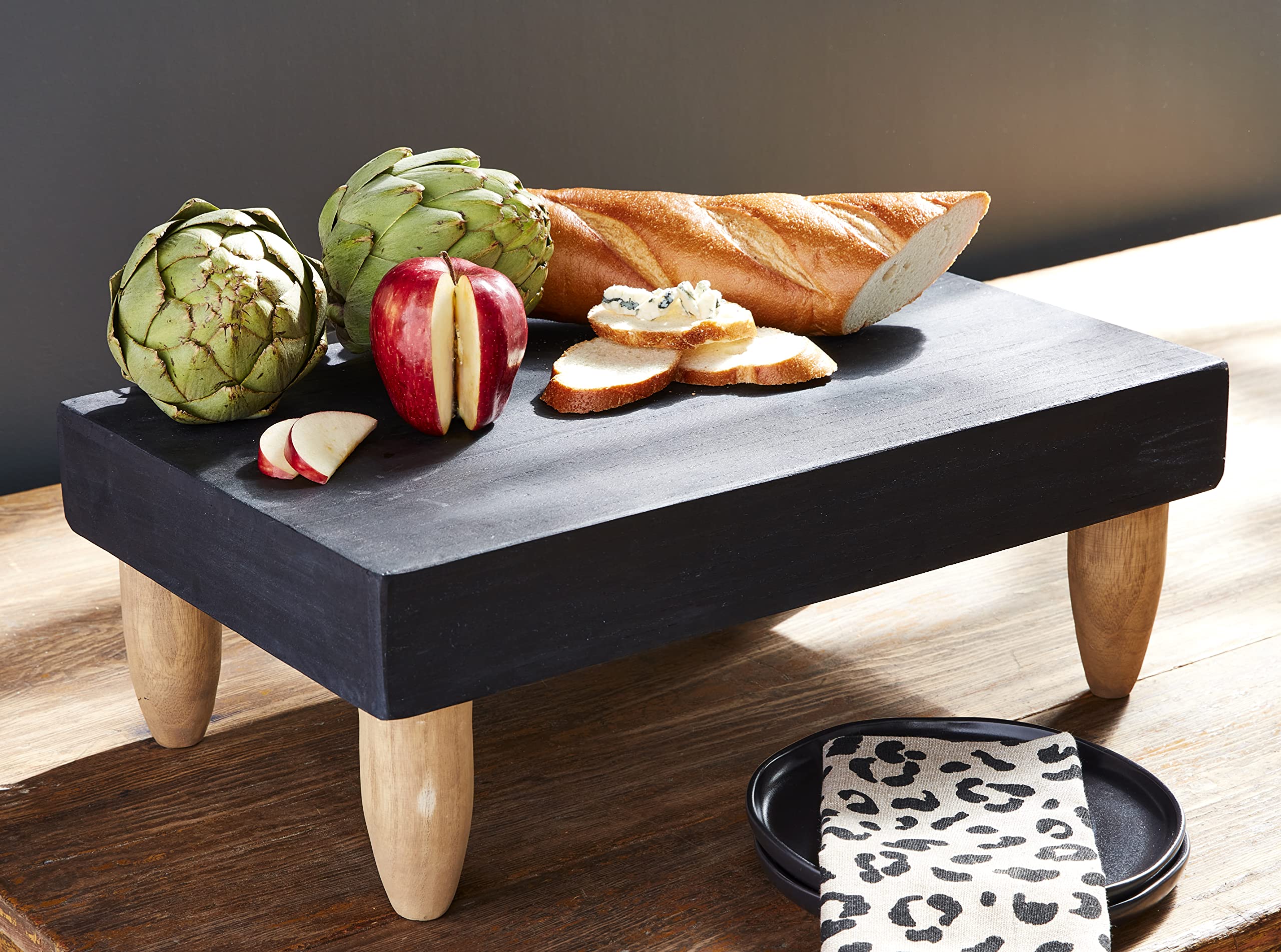 Mud Pie Black Footed Serving Board, 12 1/2" X 20 1/4"