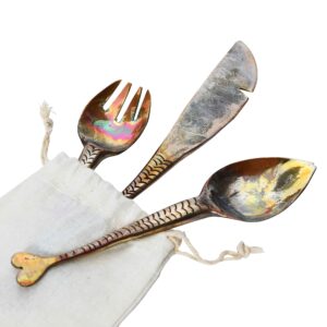 Creative Co-Op Hand Forged Copper Appetizer Cutlery, Set of 4 Serveware, 7" L x 1" W x 0" H