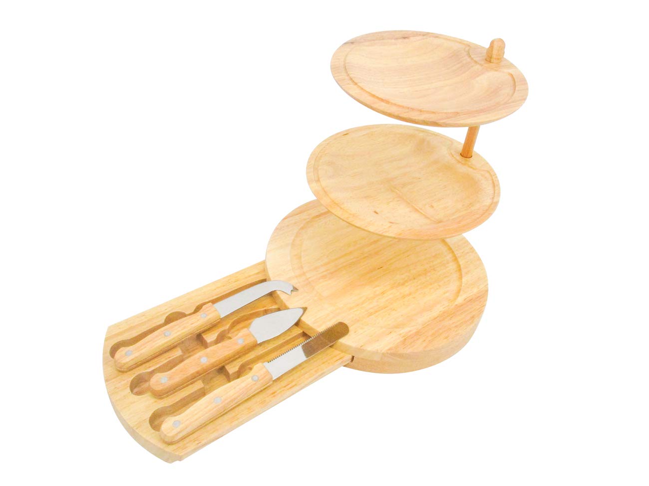 Tiered Wood Cheese Serving Tray Board by Trademark Innovations