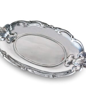 Arthur Court Aluminum Fleur-De-Lis Oval Tray, 13 x 8 inch - Elegant Emblem Design, Versatile for Any Occasion, Freezer & Oven Safe