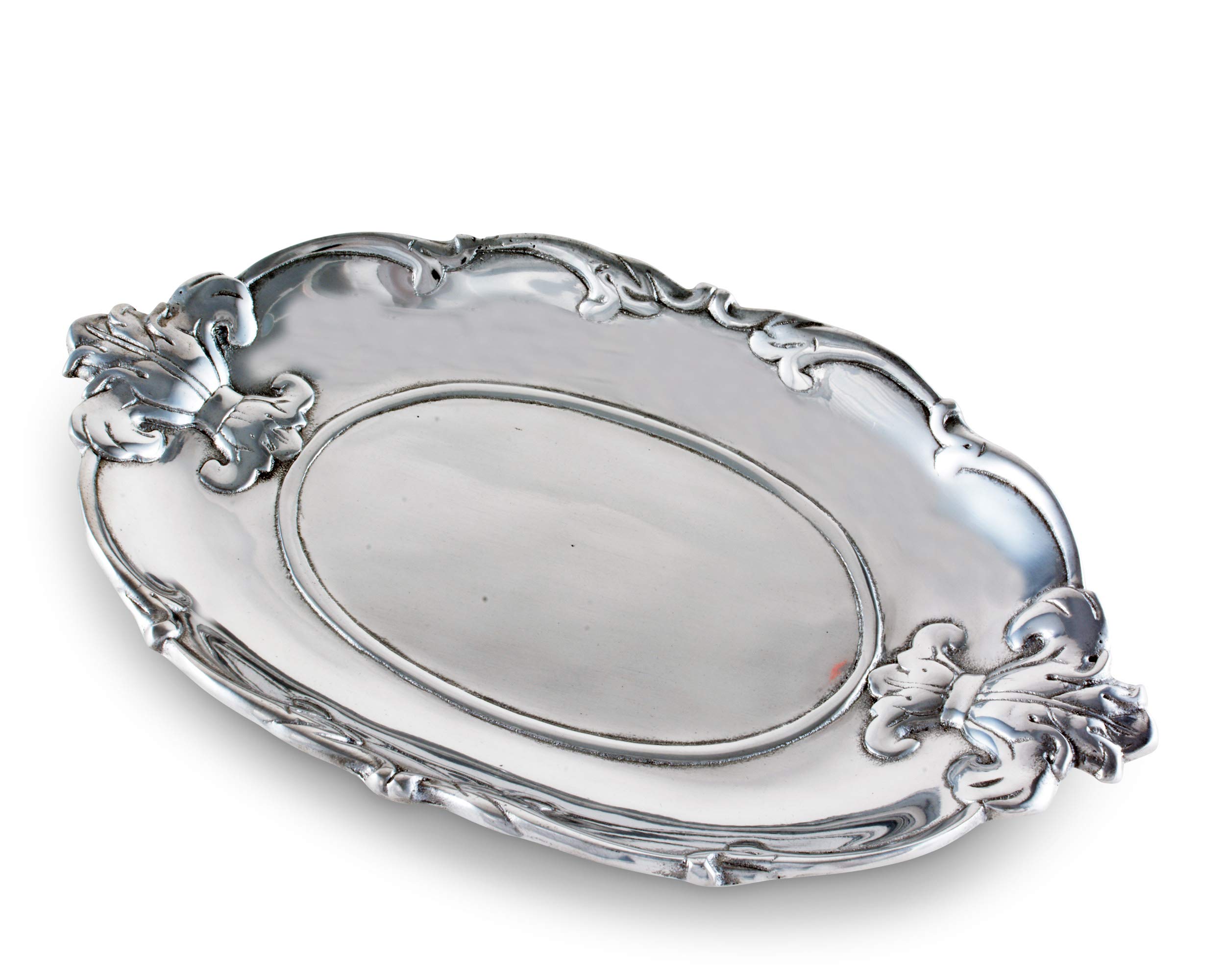 Arthur Court Aluminum Fleur-De-Lis Oval Tray, 13 x 8 inch - Elegant Emblem Design, Versatile for Any Occasion, Freezer & Oven Safe