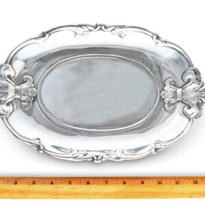 Arthur Court Aluminum Fleur-De-Lis Oval Tray, 13 x 8 inch - Elegant Emblem Design, Versatile for Any Occasion, Freezer & Oven Safe