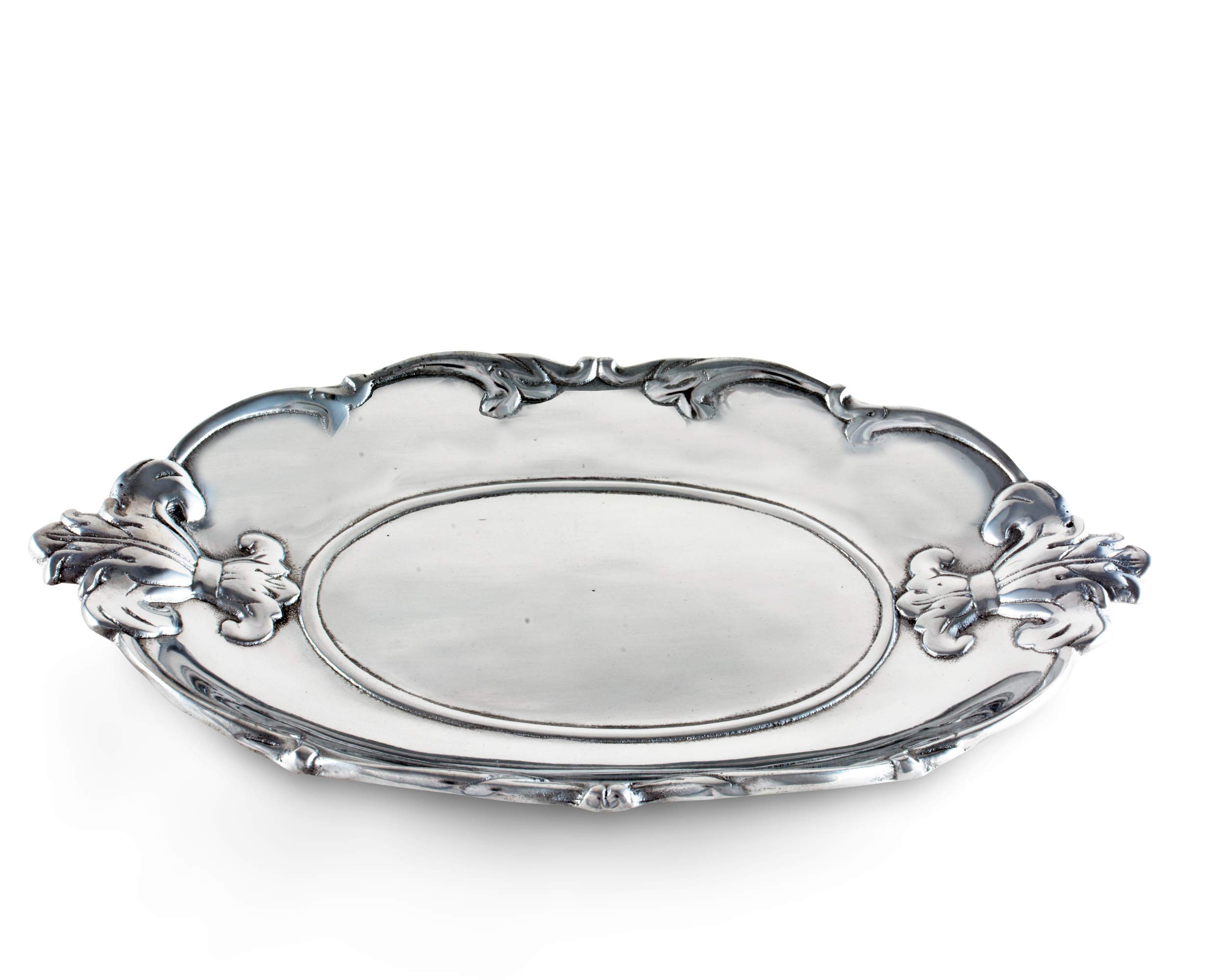 Arthur Court Aluminum Fleur-De-Lis Oval Tray, 13 x 8 inch - Elegant Emblem Design, Versatile for Any Occasion, Freezer & Oven Safe