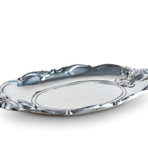 Arthur Court Aluminum Fleur-De-Lis Oval Tray, 13 x 8 inch - Elegant Emblem Design, Versatile for Any Occasion, Freezer & Oven Safe