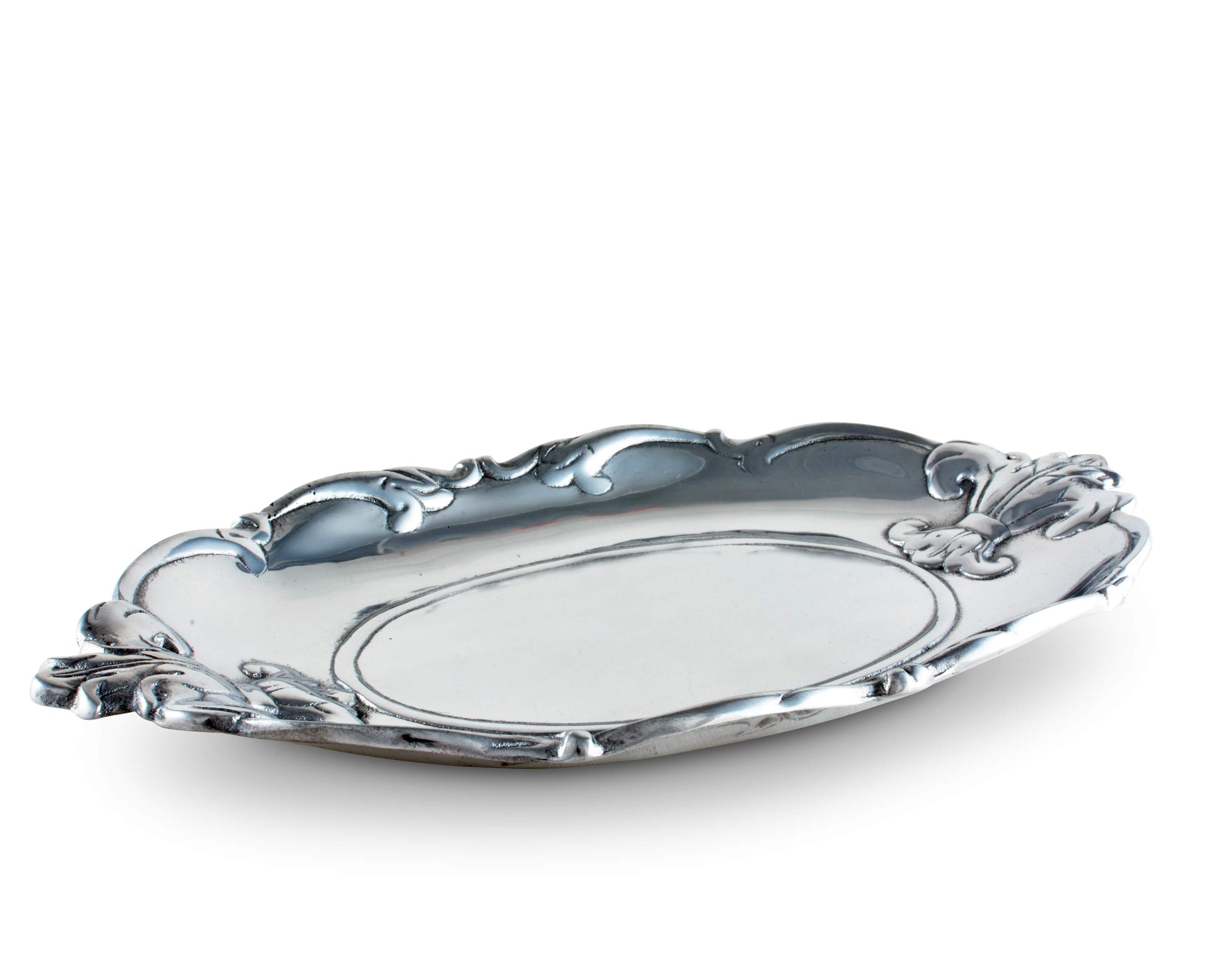 Arthur Court Aluminum Fleur-De-Lis Oval Tray, 13 x 8 inch - Elegant Emblem Design, Versatile for Any Occasion, Freezer & Oven Safe