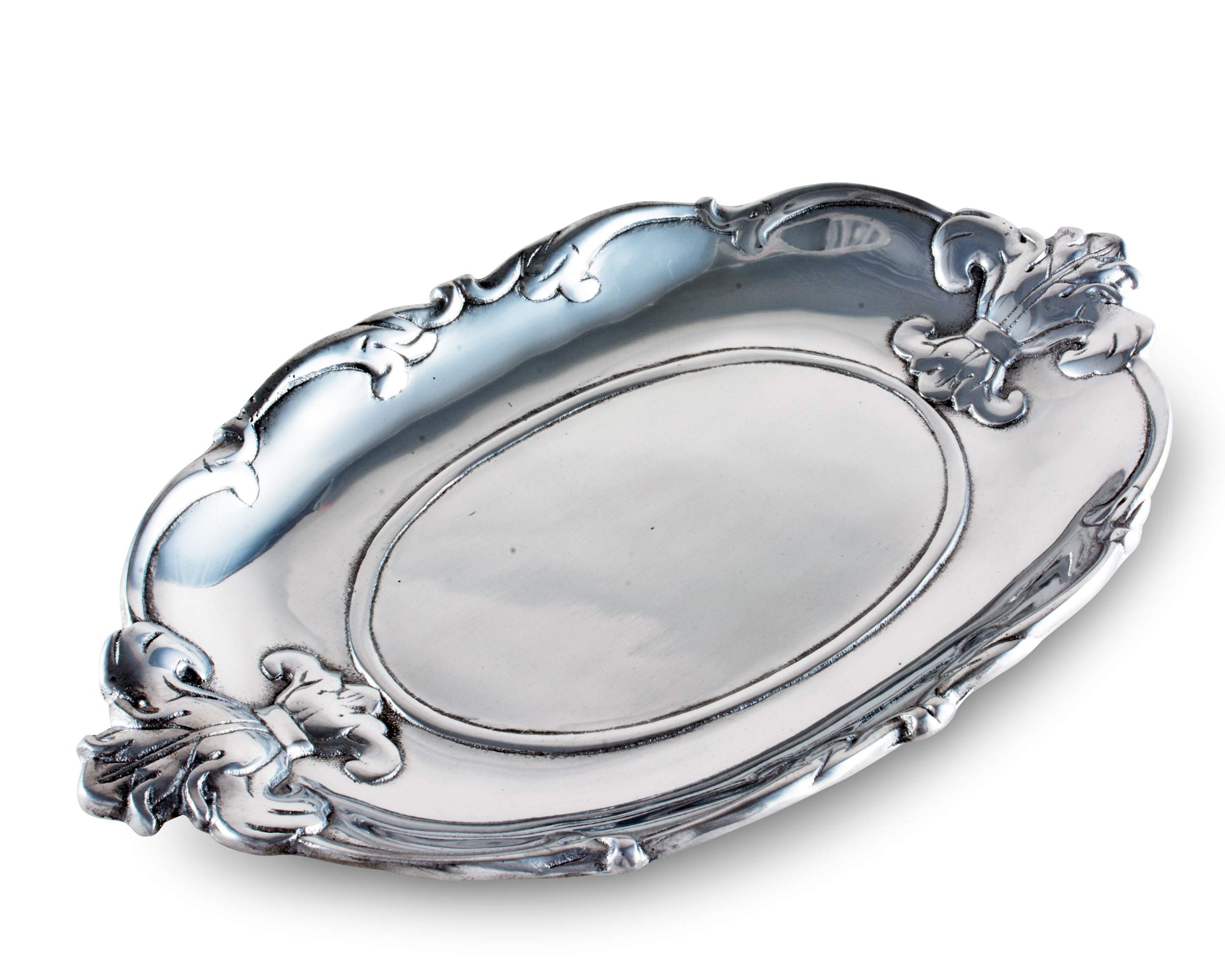 Arthur Court Aluminum Fleur-De-Lis Oval Tray, 13 x 8 inch - Elegant Emblem Design, Versatile for Any Occasion, Freezer & Oven Safe