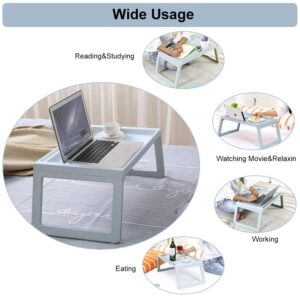 Bed Tray Table Breakfast Serving Tray with Foldable Legs for Sofa, Bed, Food Eating, Working, Used As Laptop Desk Snack Tray Bed Tray for Eating Reading Working Laptop Tray in Bed Sofa Blue