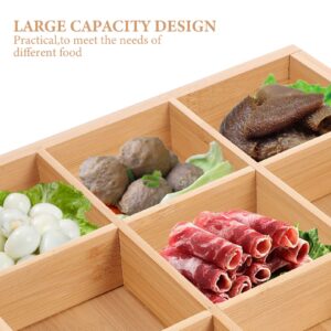 Hemoton Candy Serving Tray Wooden Divided Serving Tray 9 Section Hot Pot Food Plate Nut Candy Snack Storage Organizer Container Fruit Dish Sushi Plate Coffee Table Tray Compartment Serving Platter