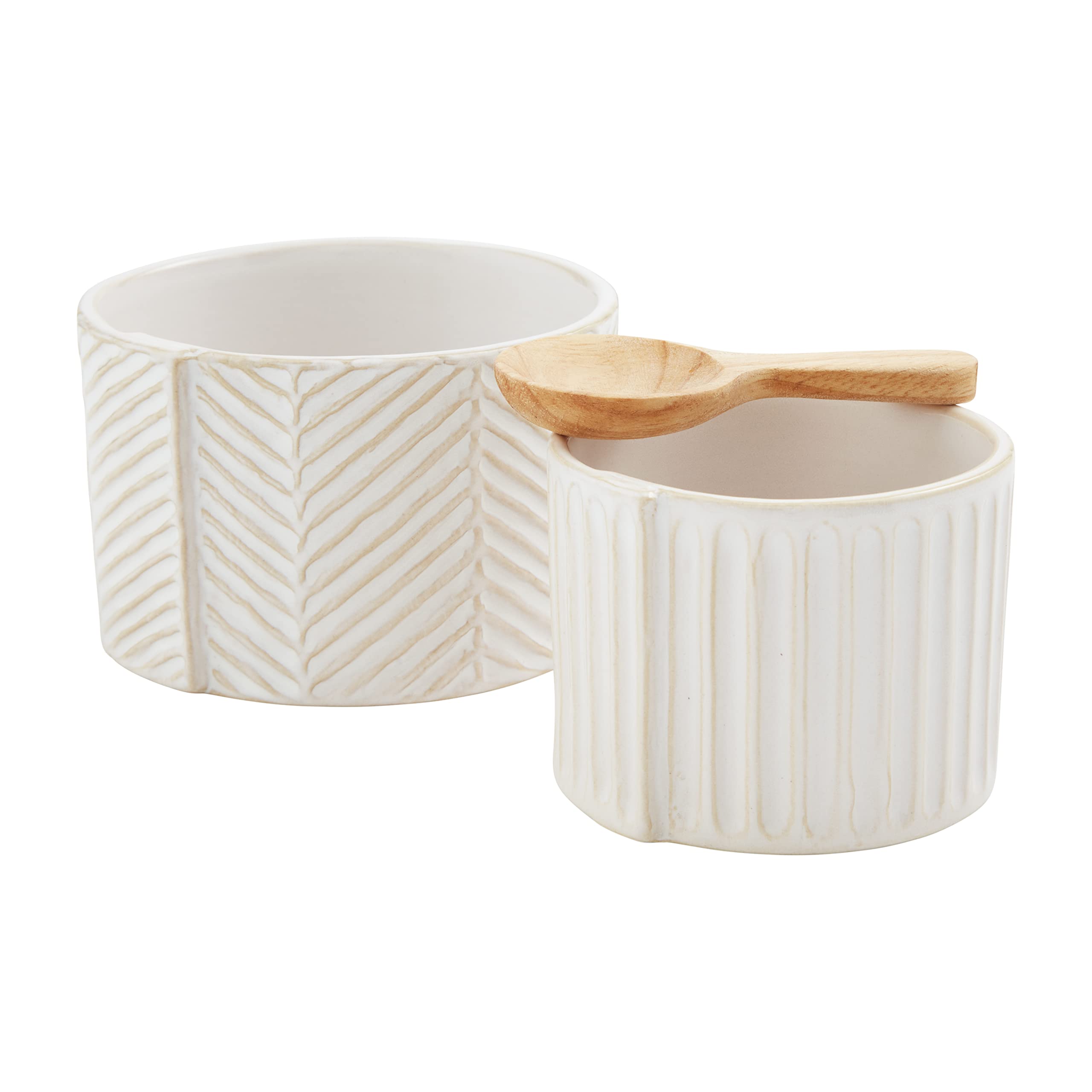 Mud Pie Stoneware Nested Dip Cups, small 2 3/4" x 3 1/2" large 3" x 4 1/2", Cream