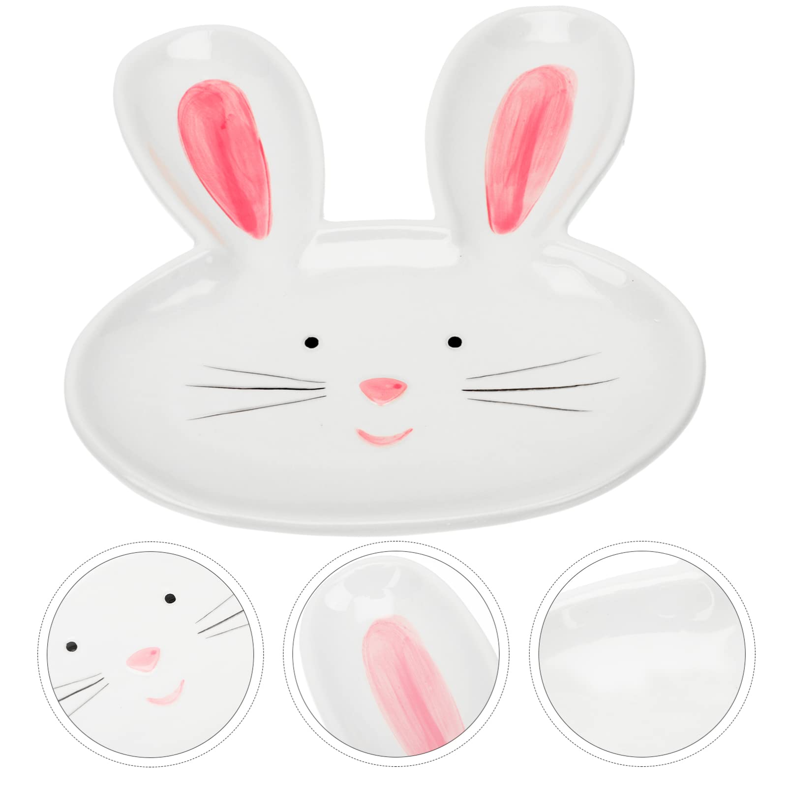 Yardwe Ceramic Plate Easter Bunny Rabbit Dessert Plate Porcelain Food Serving Platter Dish Tray Plate Ceramic Tableware for Home Kitchen Restaurant