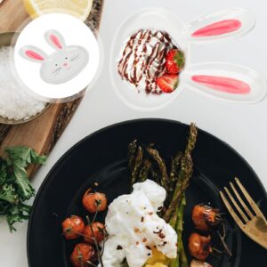 Yardwe Ceramic Plate Easter Bunny Rabbit Dessert Plate Porcelain Food Serving Platter Dish Tray Plate Ceramic Tableware for Home Kitchen Restaurant