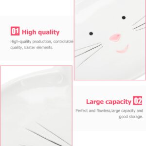 Yardwe Ceramic Plate Easter Bunny Rabbit Dessert Plate Porcelain Food Serving Platter Dish Tray Plate Ceramic Tableware for Home Kitchen Restaurant