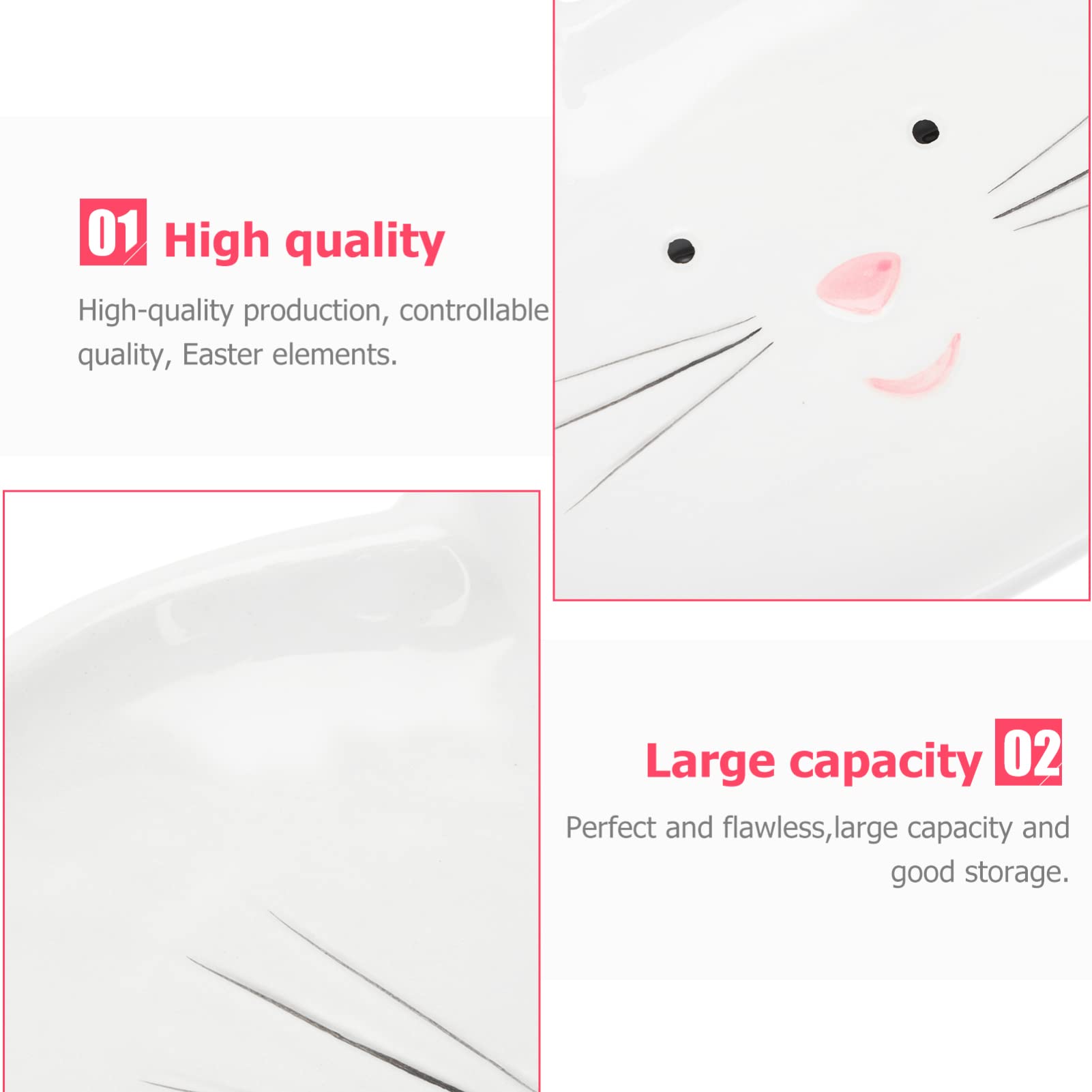 Yardwe Ceramic Plate Easter Bunny Rabbit Dessert Plate Porcelain Food Serving Platter Dish Tray Plate Ceramic Tableware for Home Kitchen Restaurant