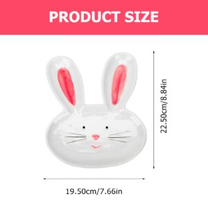 Yardwe Ceramic Plate Easter Bunny Rabbit Dessert Plate Porcelain Food Serving Platter Dish Tray Plate Ceramic Tableware for Home Kitchen Restaurant