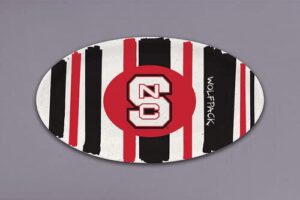 magnolia lane nc state university wolfpack football oval striped platter, 12.25-inch length, melamine, kitchen accessories